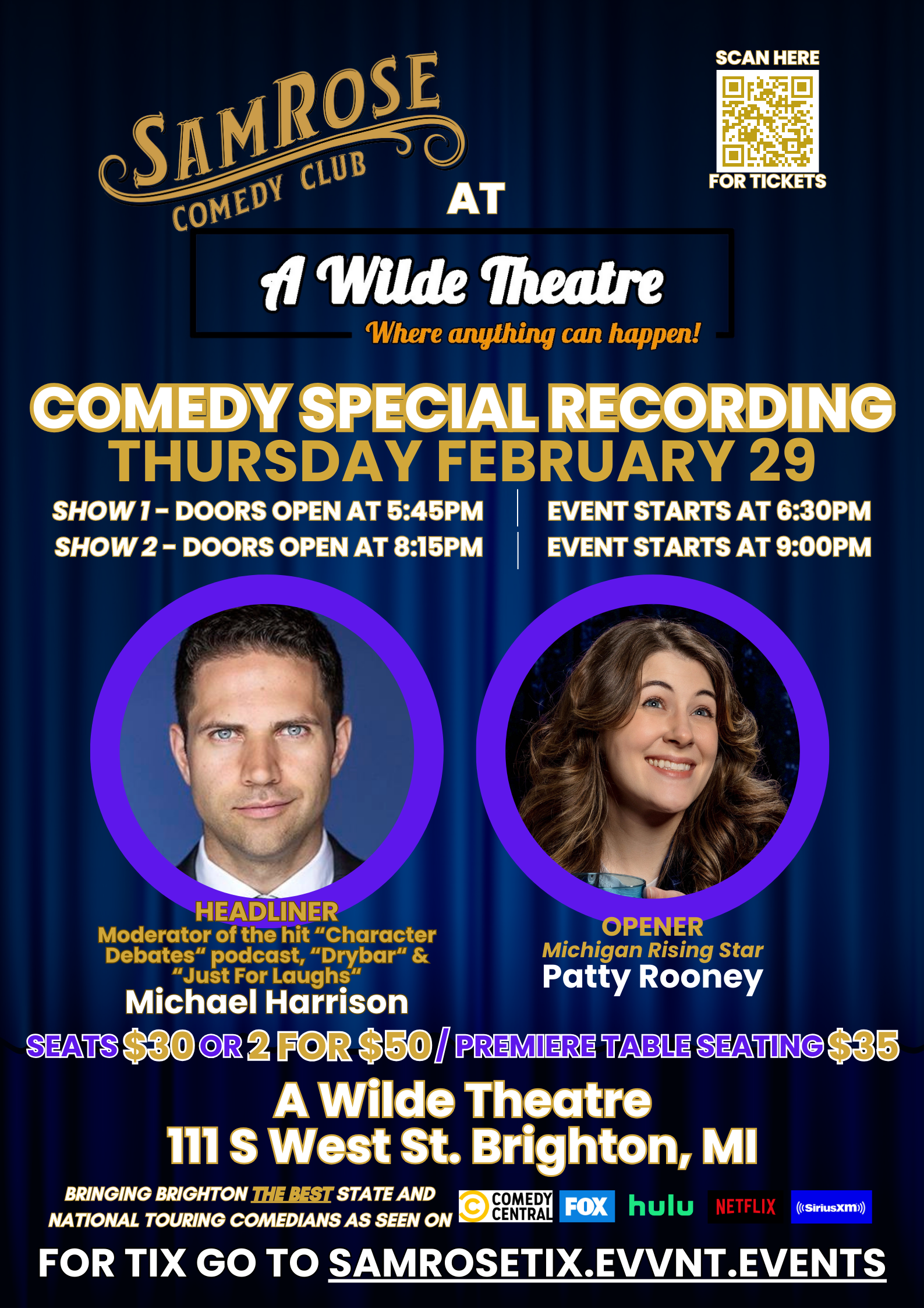 SamRoseTix | "LIVE RECORDING": SAMROSE COMEDY CLUB AT A WILDE THEATRE ...